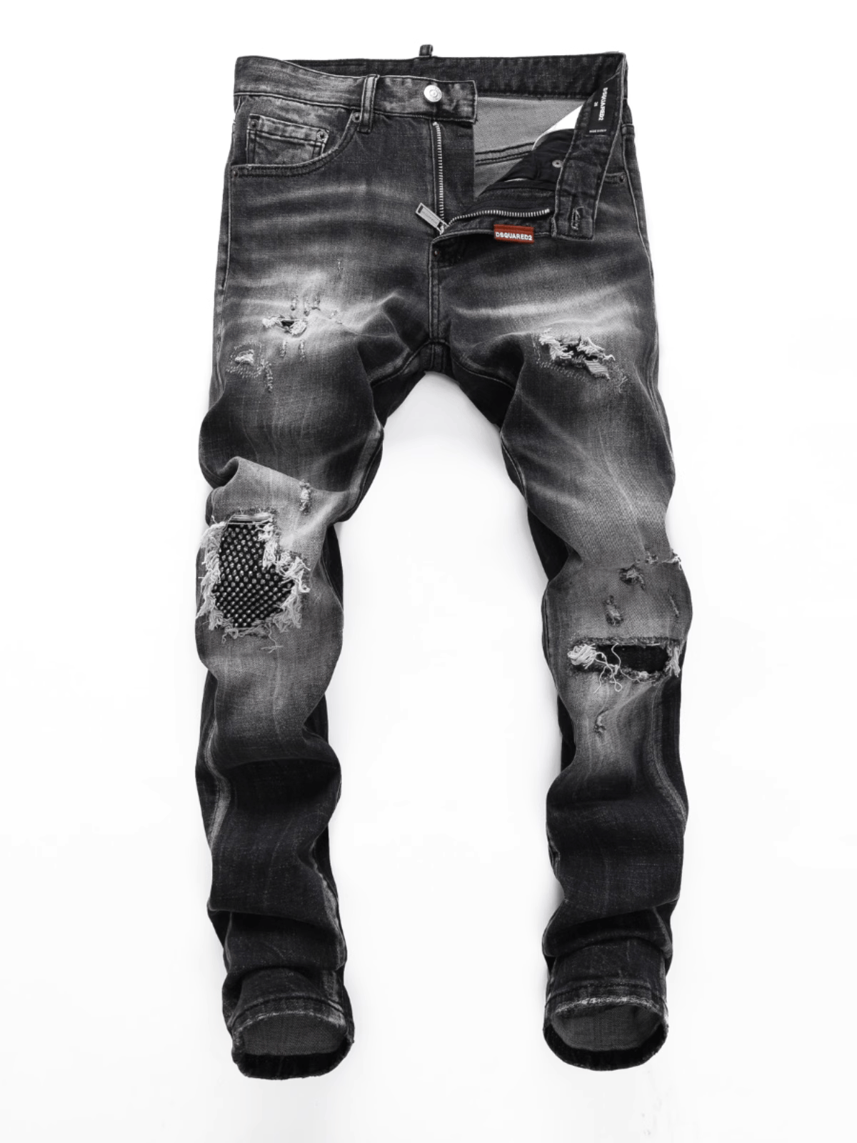 Black Gray Washed Knees Jeans – Woo Jeans